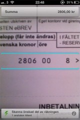 Skanna OCR-nummer med appen iGiro på iPhone | OmTeknik.se